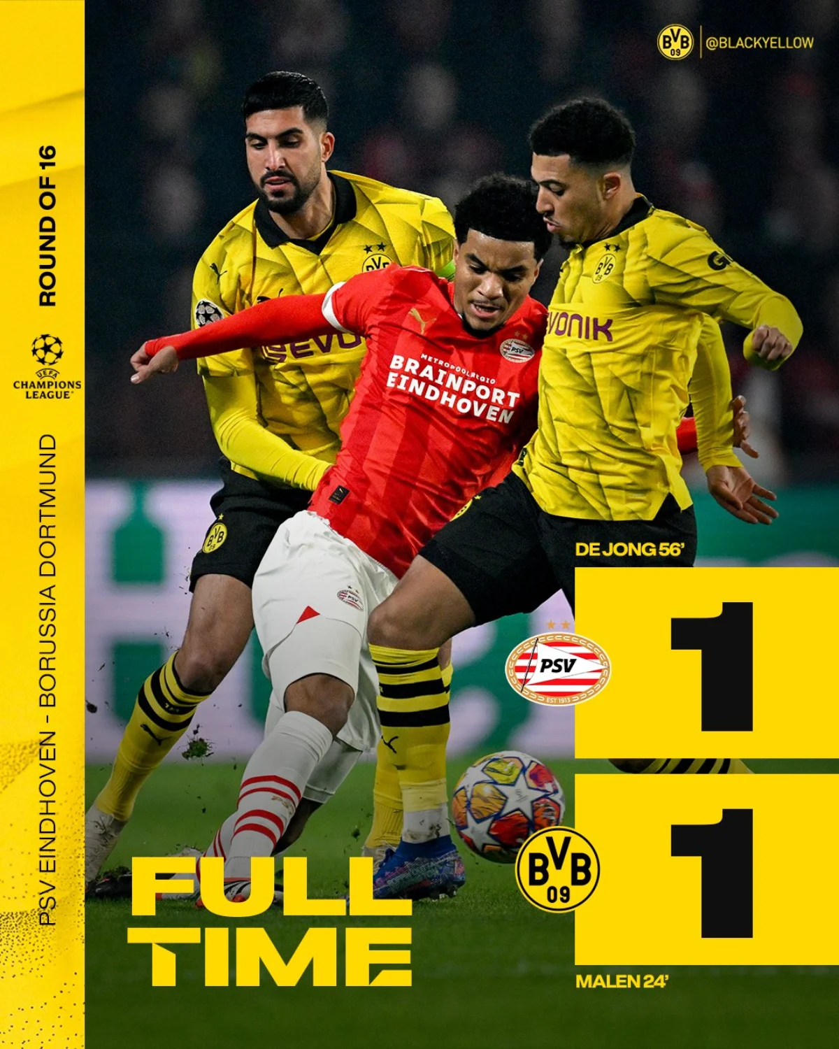 Hasil PSV vs Borussia Dortmund di 16 Besar Liga Champions 2023/2024: Penuh Api yang Membara ...