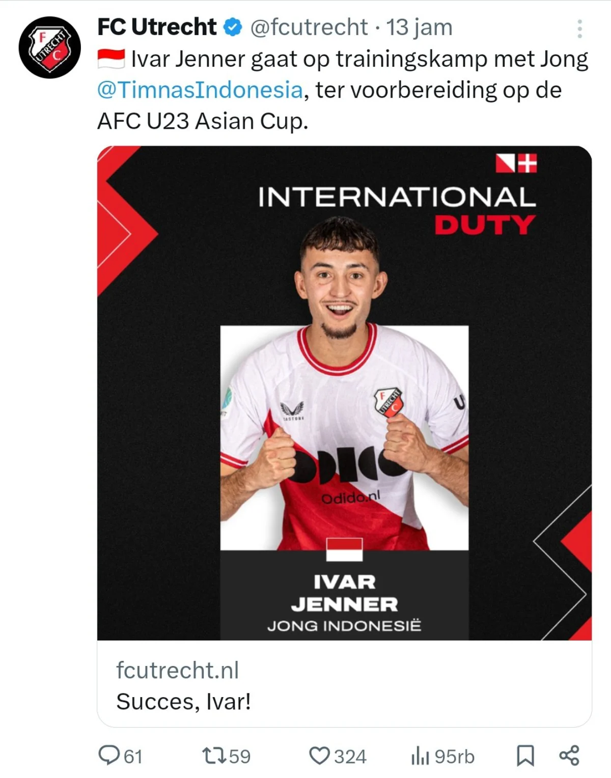 Ivar Jenner Resmi Dilepas Utrecht untuk Bela Timnas U-23 di Piala Asia ...
